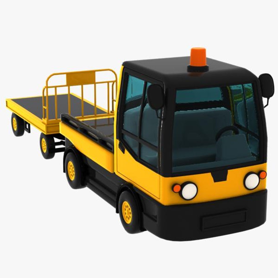 3d Model Cartoon Baggage Cart