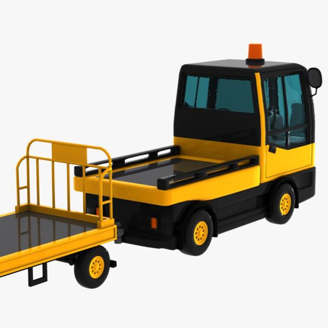 3d Model Cartoon Baggage Cart