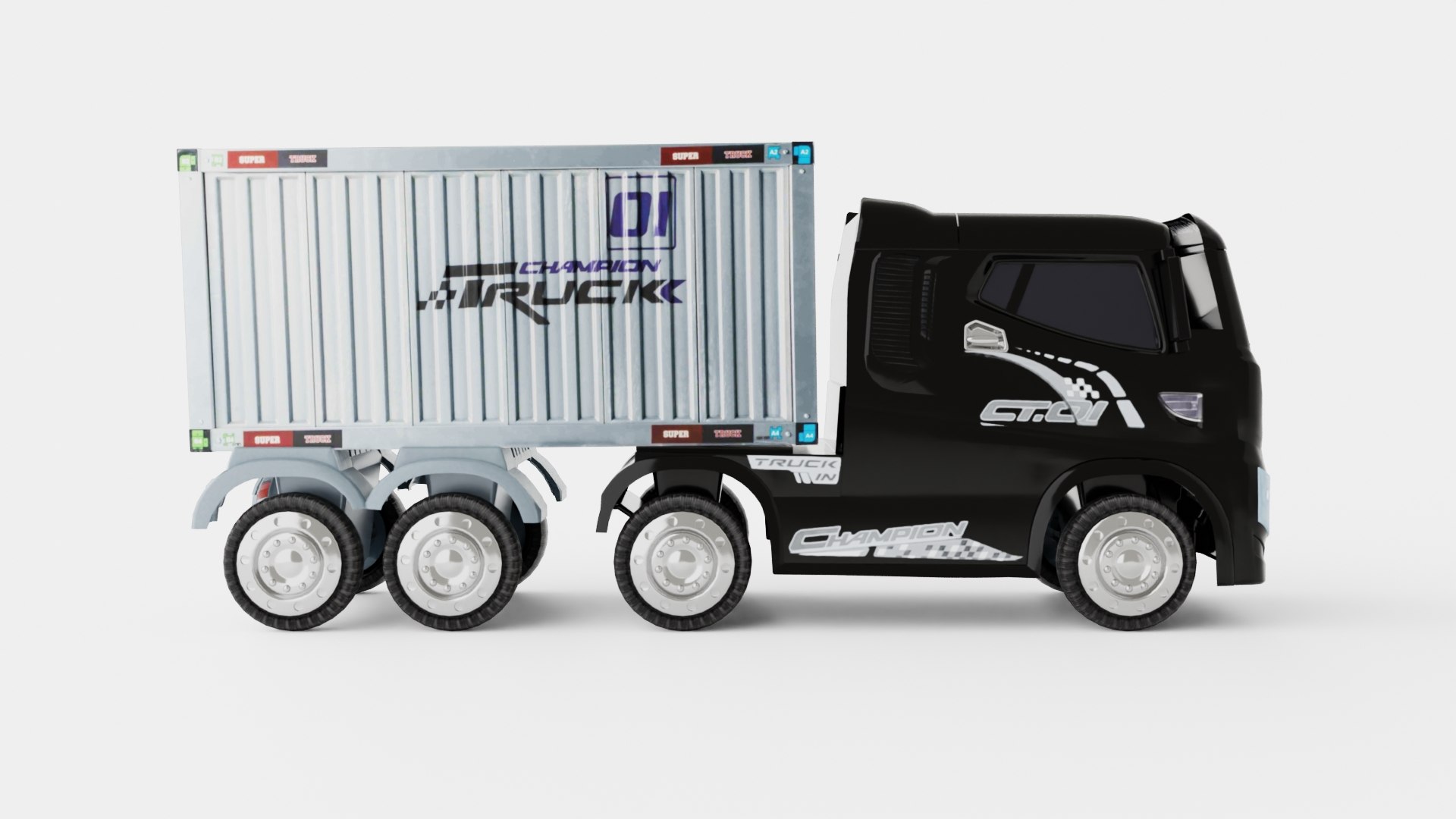 HGV Container Truck And Trailer Black Electric Ride On Lorry 3D Model ...