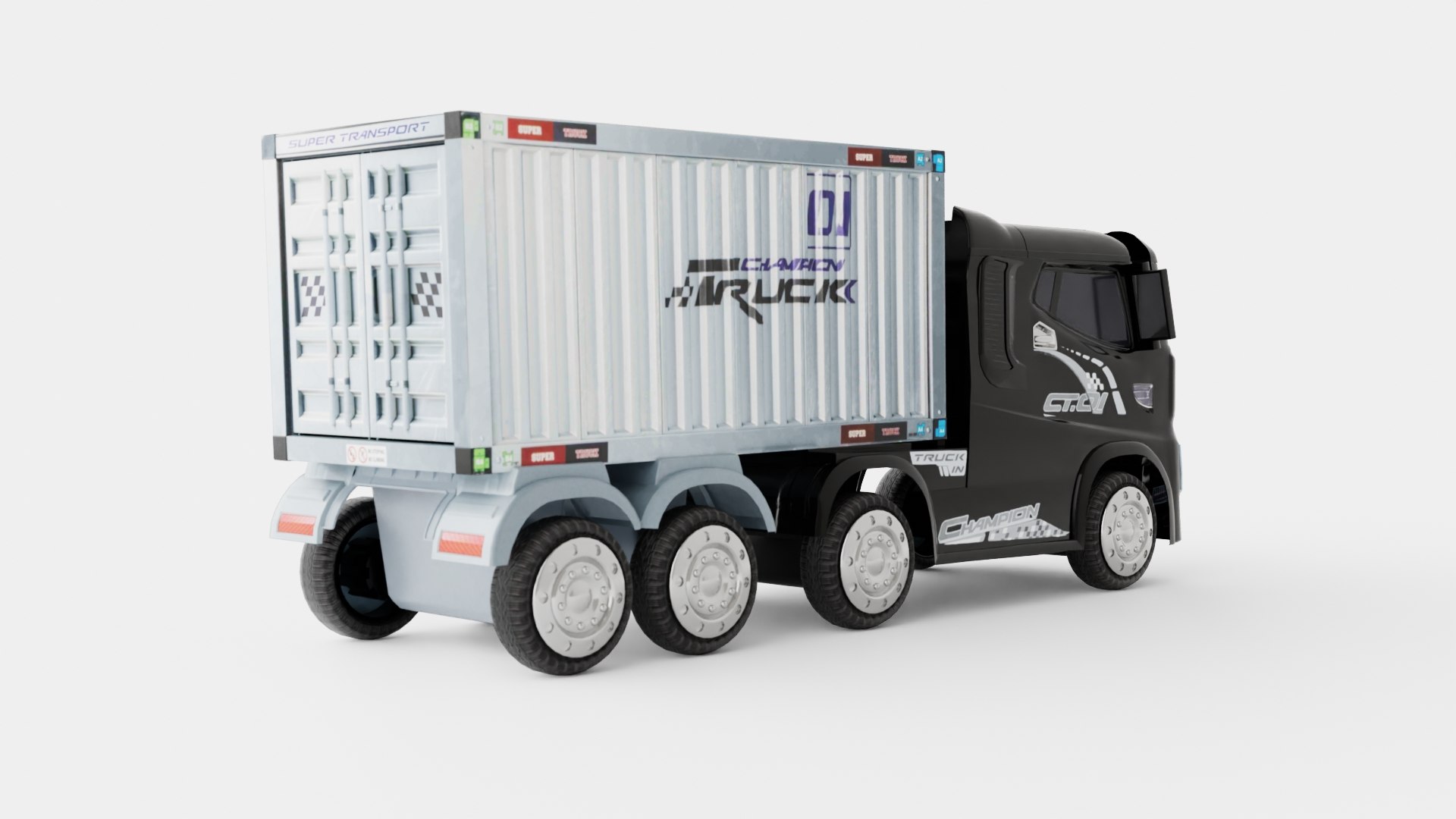 HGV Container Truck And Trailer Black Electric Ride On Lorry 3D Model ...