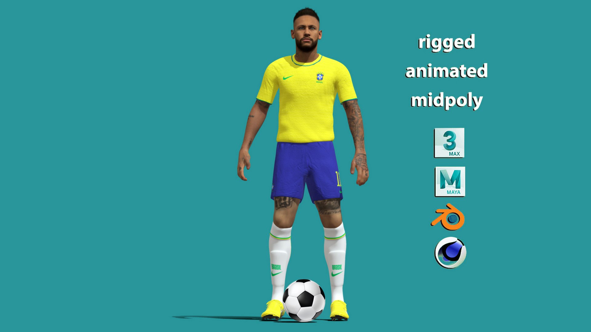 3D 3 Famous Football Players Model - TurboSquid 1993878