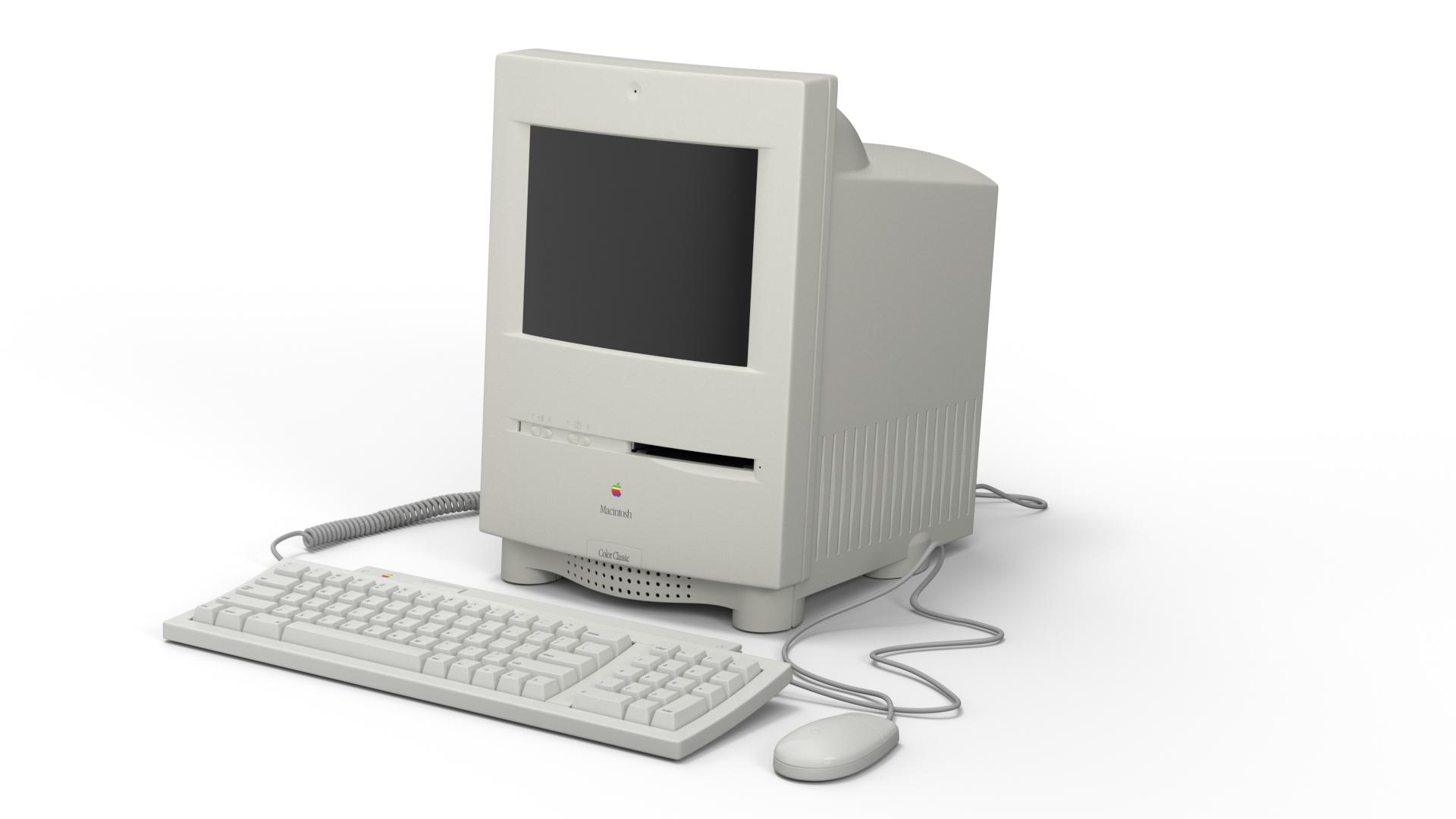 Vintage Apple Macintosh Color Classic With Keyboard And Mouse Model - TurboSquid 2203553