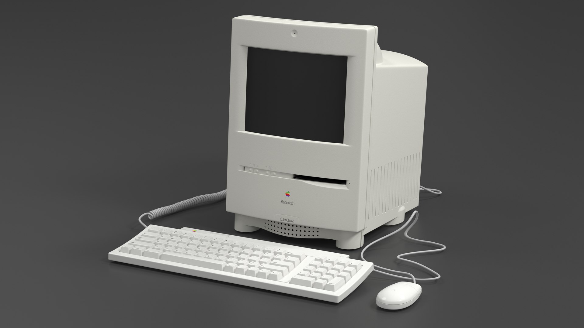 Vintage Apple Macintosh Color Classic With Keyboard And Mouse Model - TurboSquid 2203553