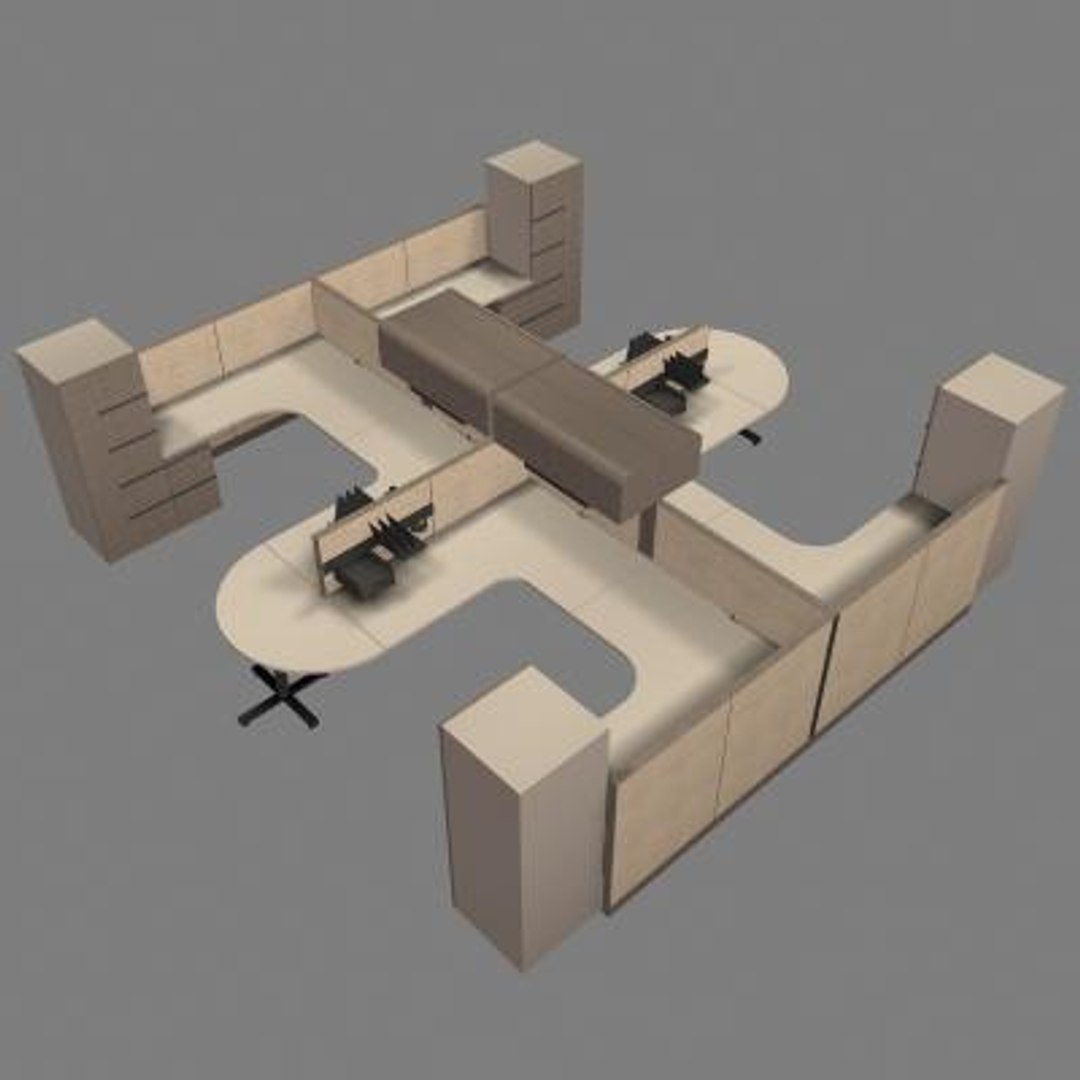 office workstations 3d model