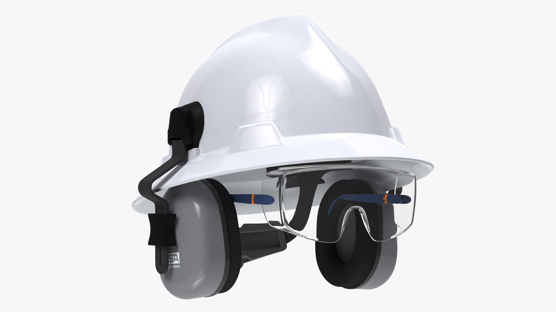 3D Safety Helmet With Earmuffs And Glasses Model - TurboSquid 1790240
