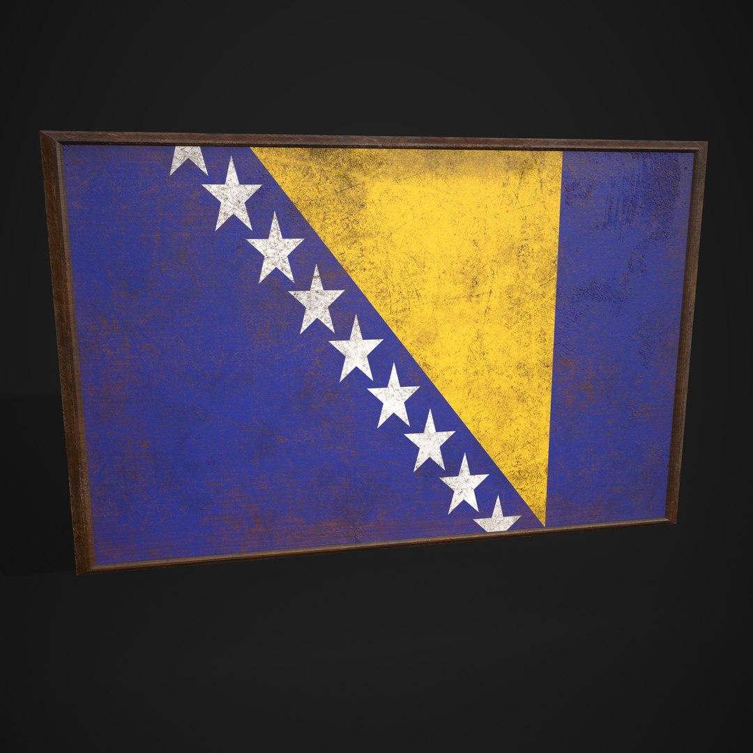 3D Old Picture Frame With Bosnia And Herzegovina Flag Model ...