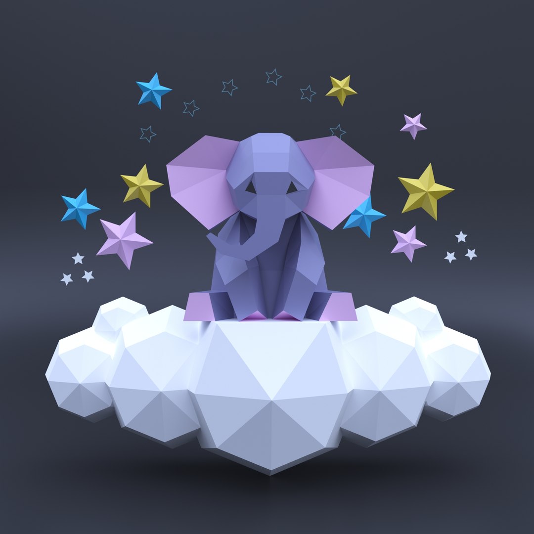 Low Poly Elephant Origami Print 3D Model - TurboSquid 2081073