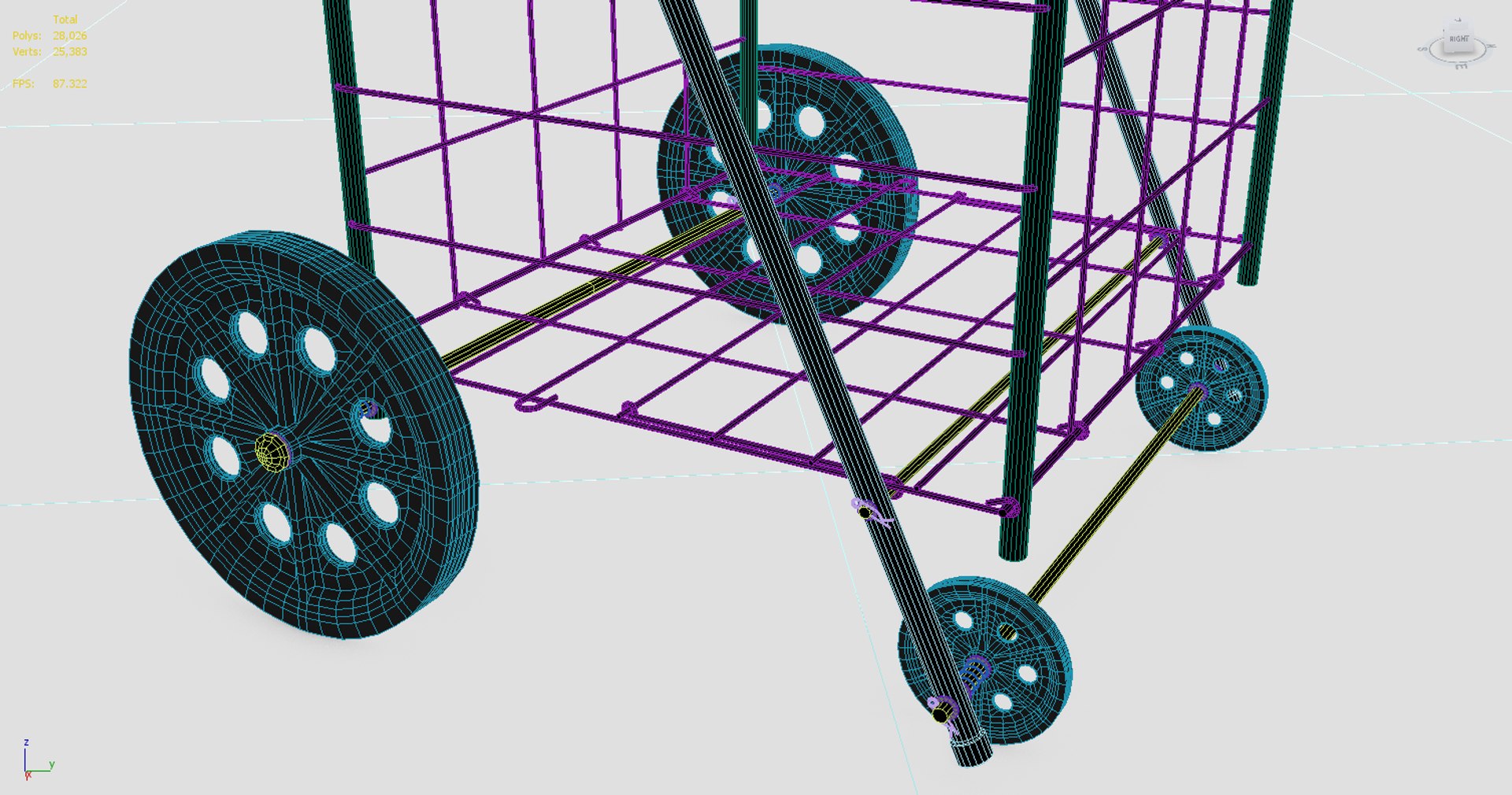 Rolling Utility Cart 3d Model