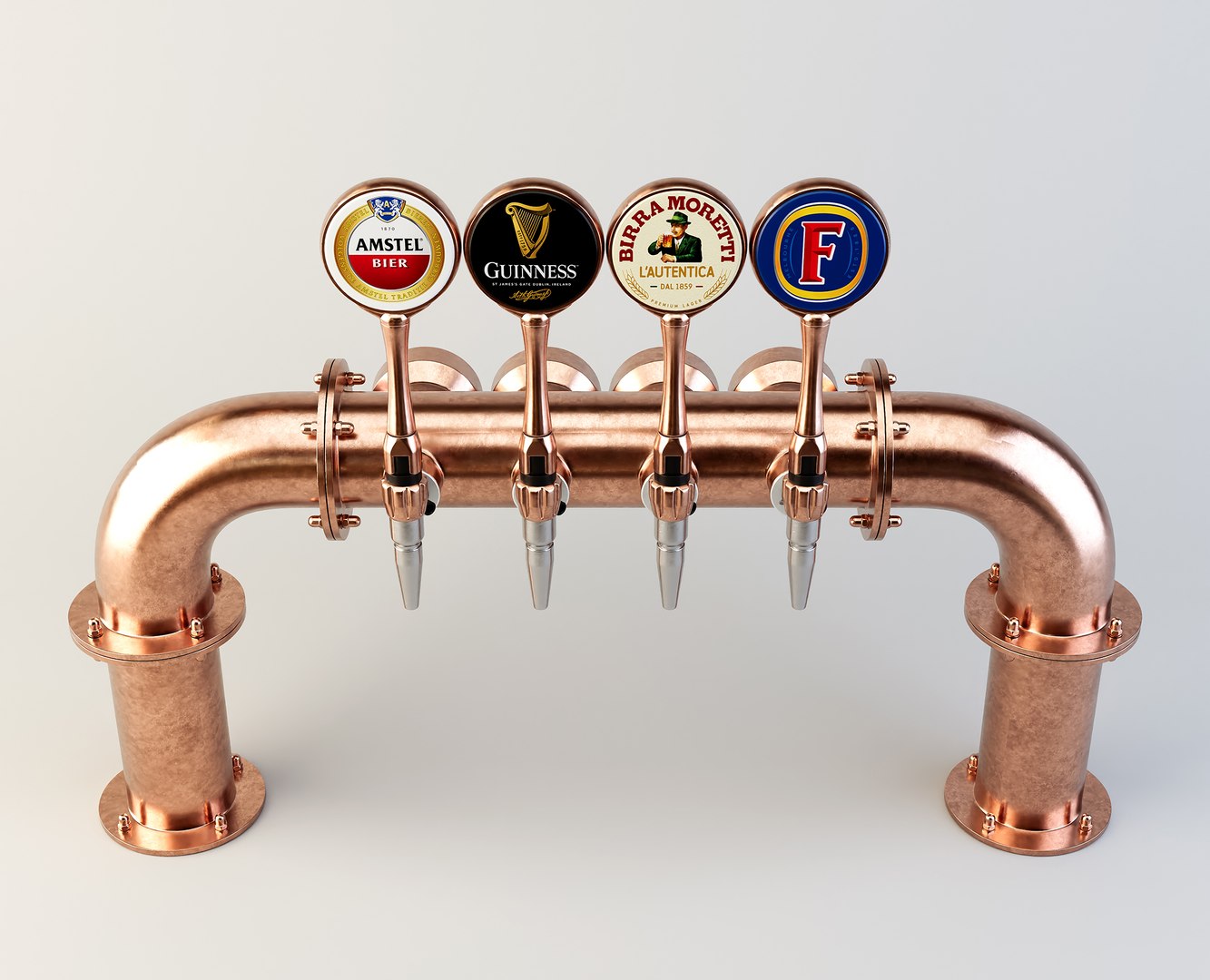 3D Copper Multi Beer Draught Tap Model - TurboSquid 2154754
