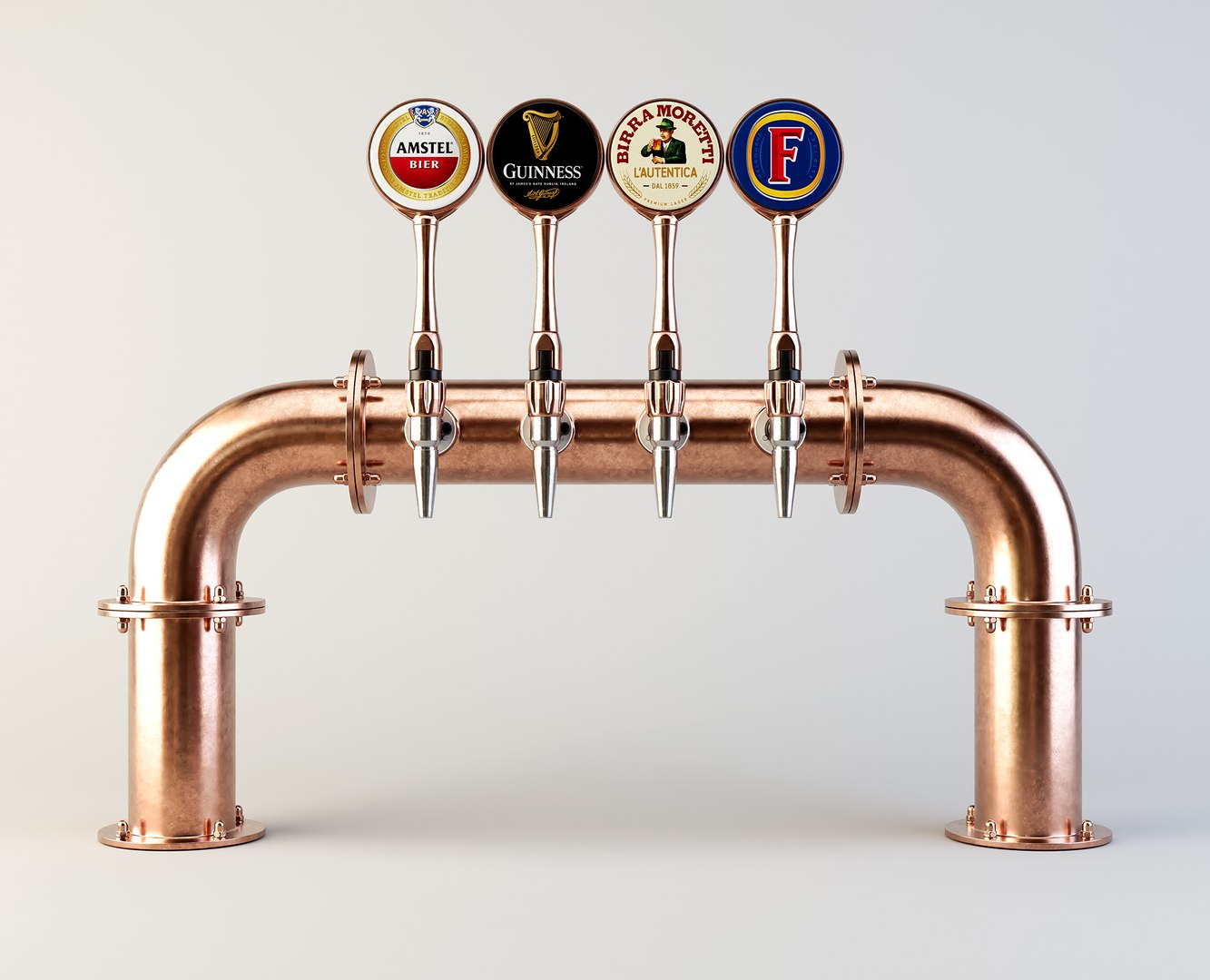 3D Copper Multi Beer Draught Tap Model - TurboSquid 2154754