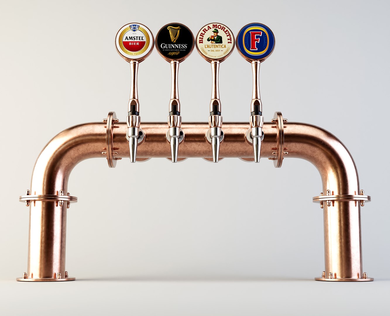 3D Copper Multi Beer Draught Tap Model - TurboSquid 2154754