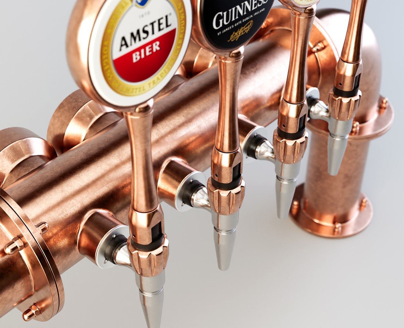 3D Copper Multi Beer Draught Tap Model - TurboSquid 2154754