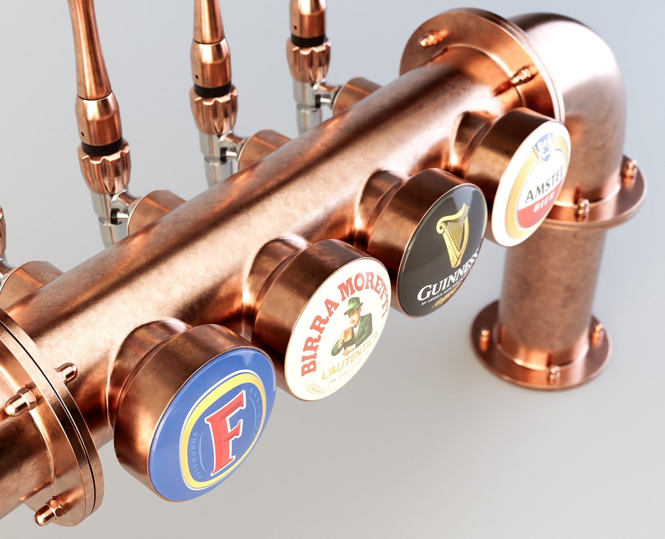 3D Copper Multi Beer Draught Tap Model - TurboSquid 2154754