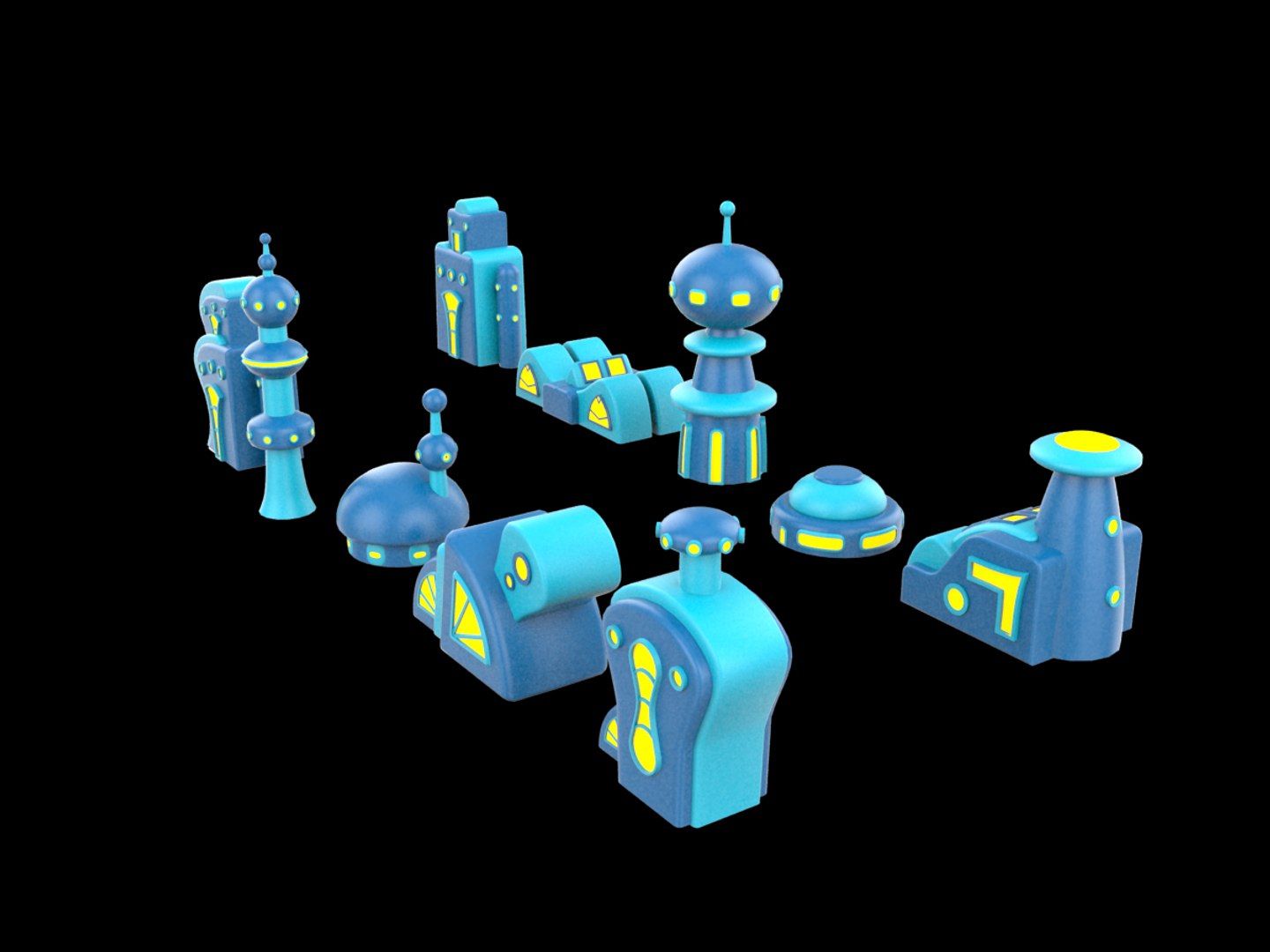 10 Toon Buildings Max