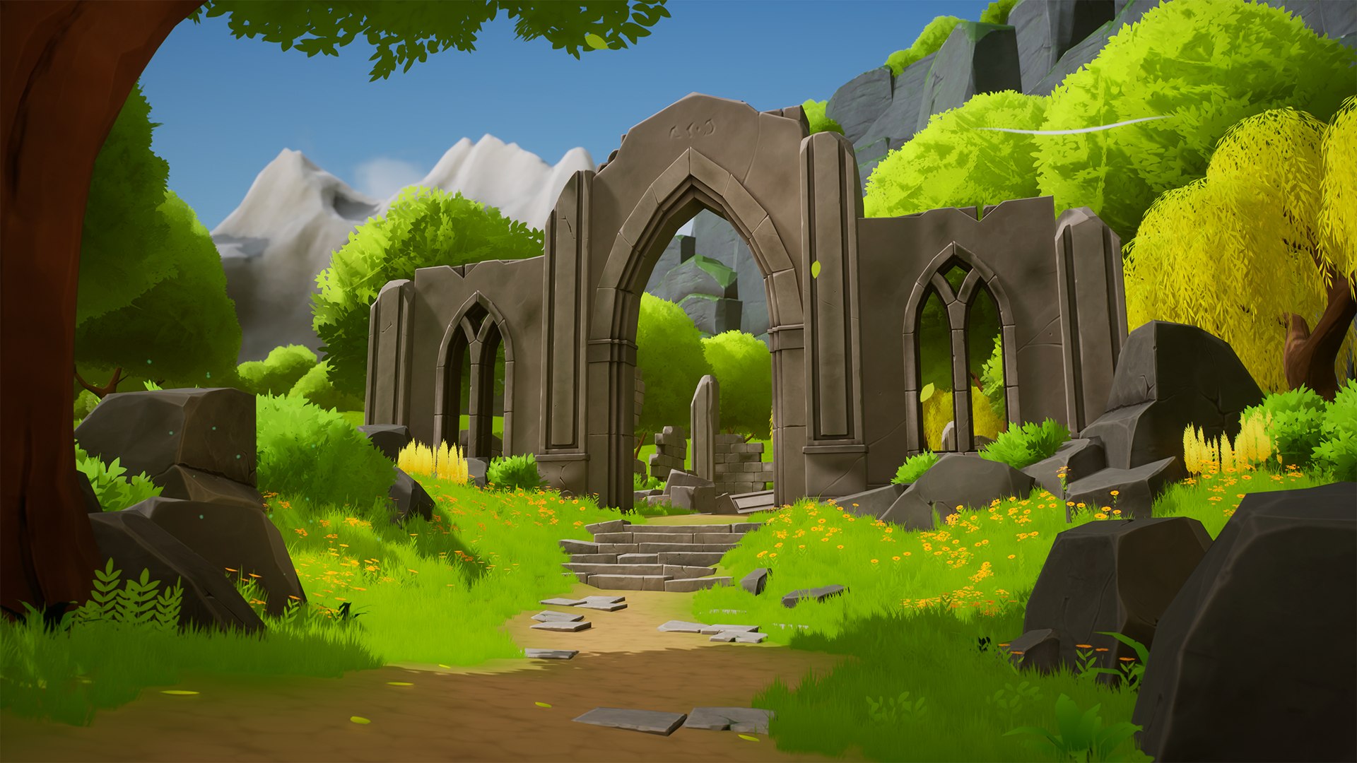 Stylized Nature With Ruins 3D - TurboSquid 2224333
