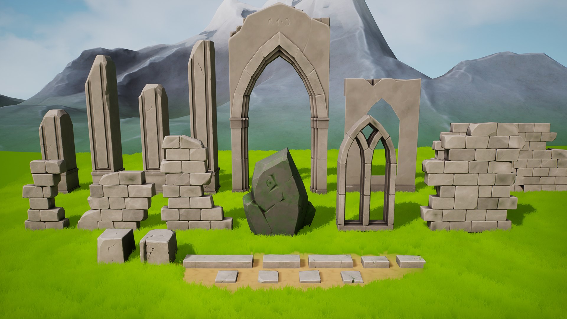 Stylized Nature With Ruins 3D - TurboSquid 2224333