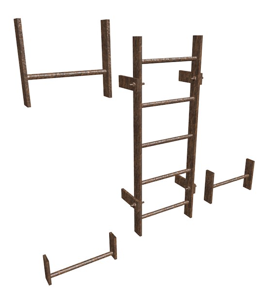 3d old rusty ladder