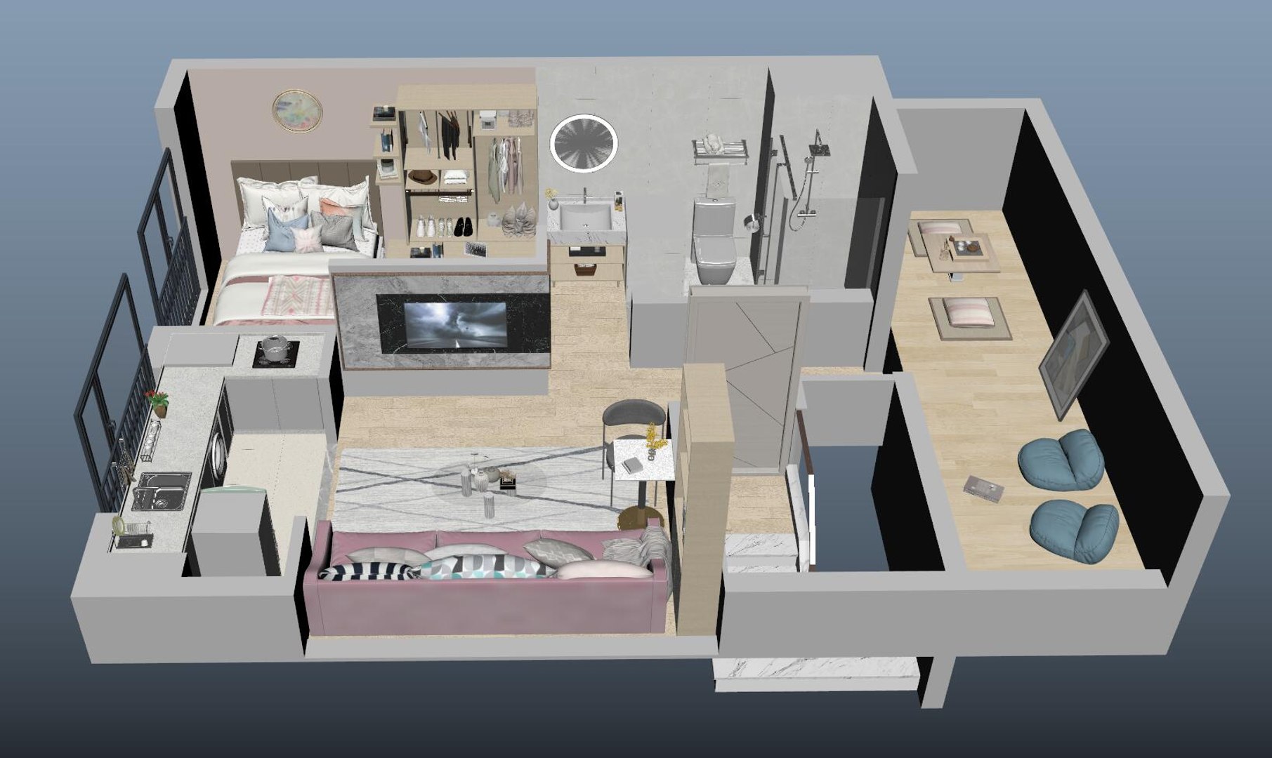 Floorplan apartment duplex 3D - TurboSquid 1597161