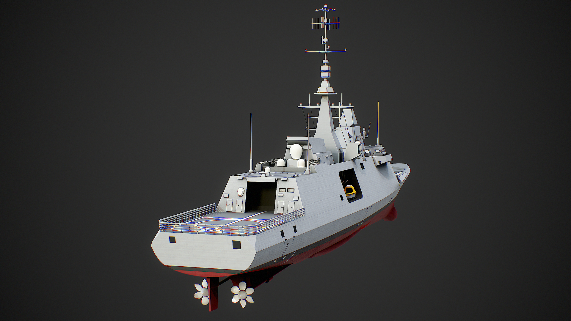 FREMM 现代法国护卫舰战舰 Lowpoly PBR3D模型 - TurboSquid 2022257