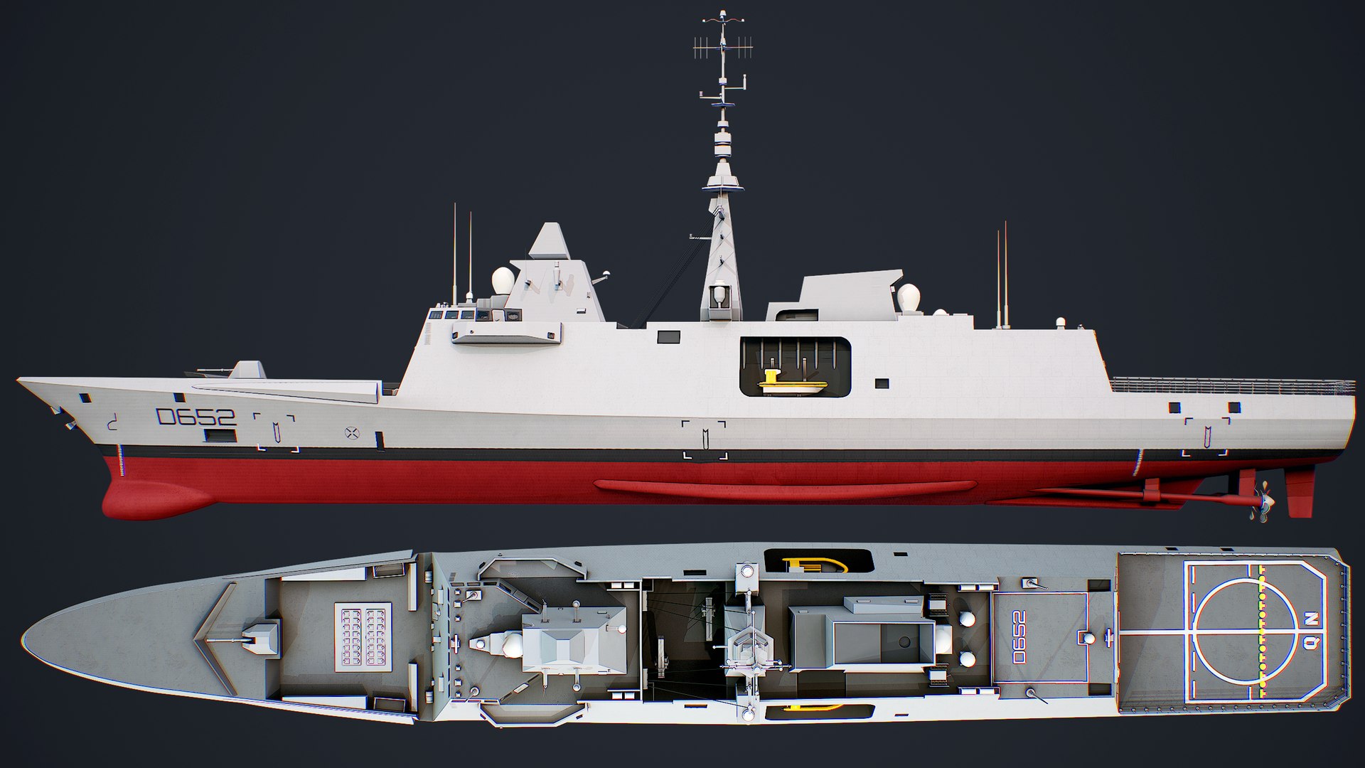 FREMM Modern French Frigate Warship Lowpoly PBR 3D model - TurboSquid ...
