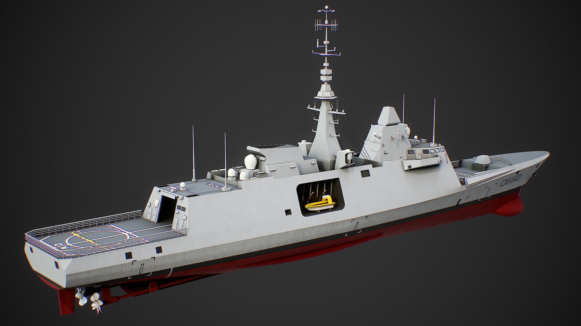 FREMM Modern French Frigate Warship Lowpoly PBR 3D model - TurboSquid ...