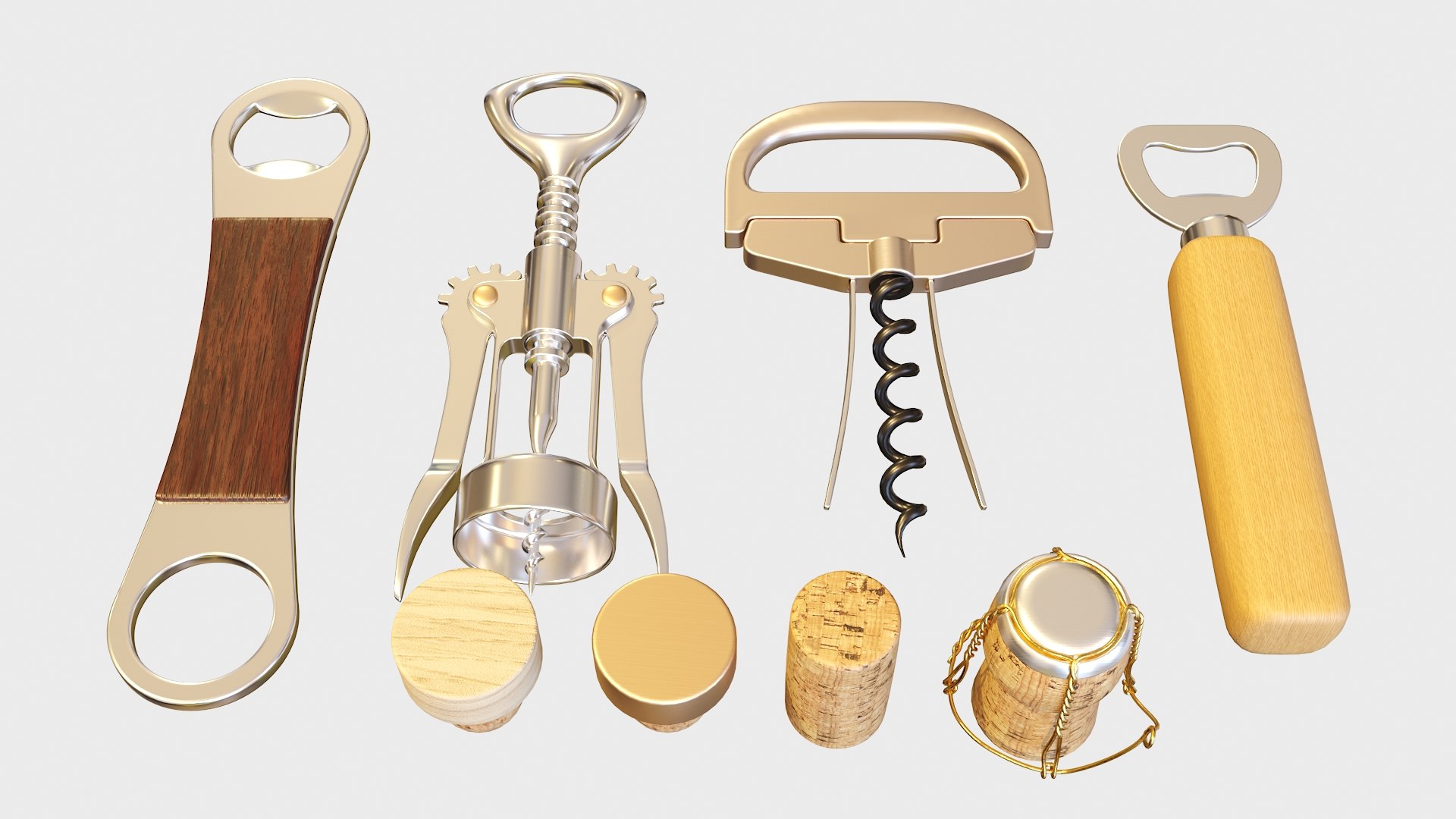 3D Bartender Tools Set 200 Corkscrew - TurboSquid 2244329