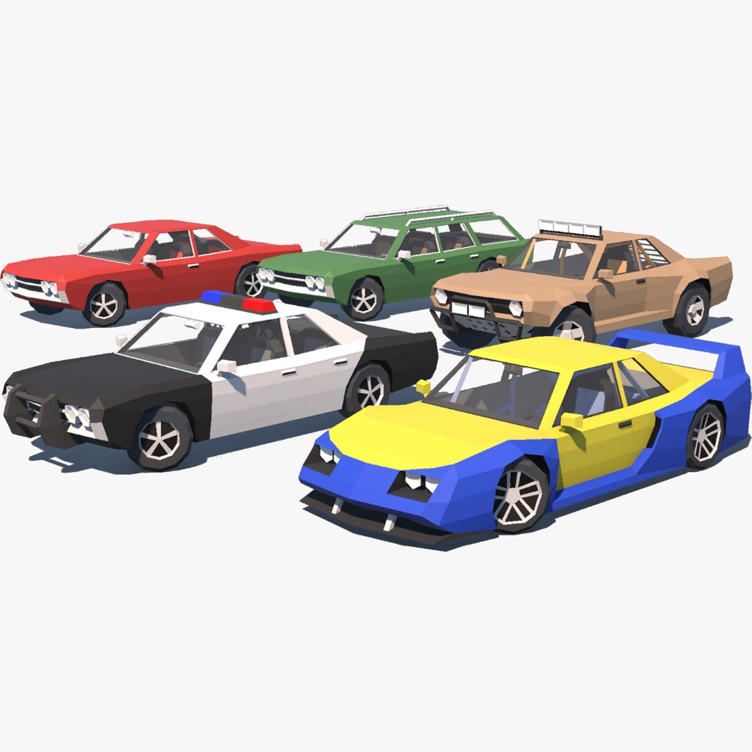 Low Poly Muscle Car With Interior V2 In 5 Different Variation GAME ...