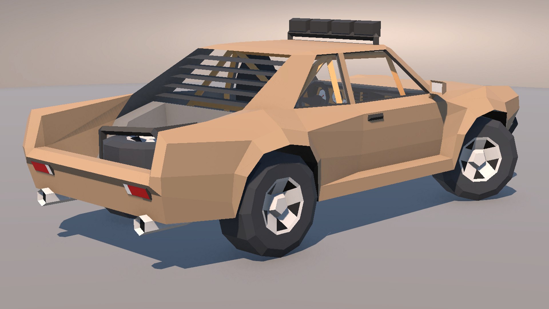 Low Poly Muscle Car With Interior V2 In 5 Different Variation GAME ...