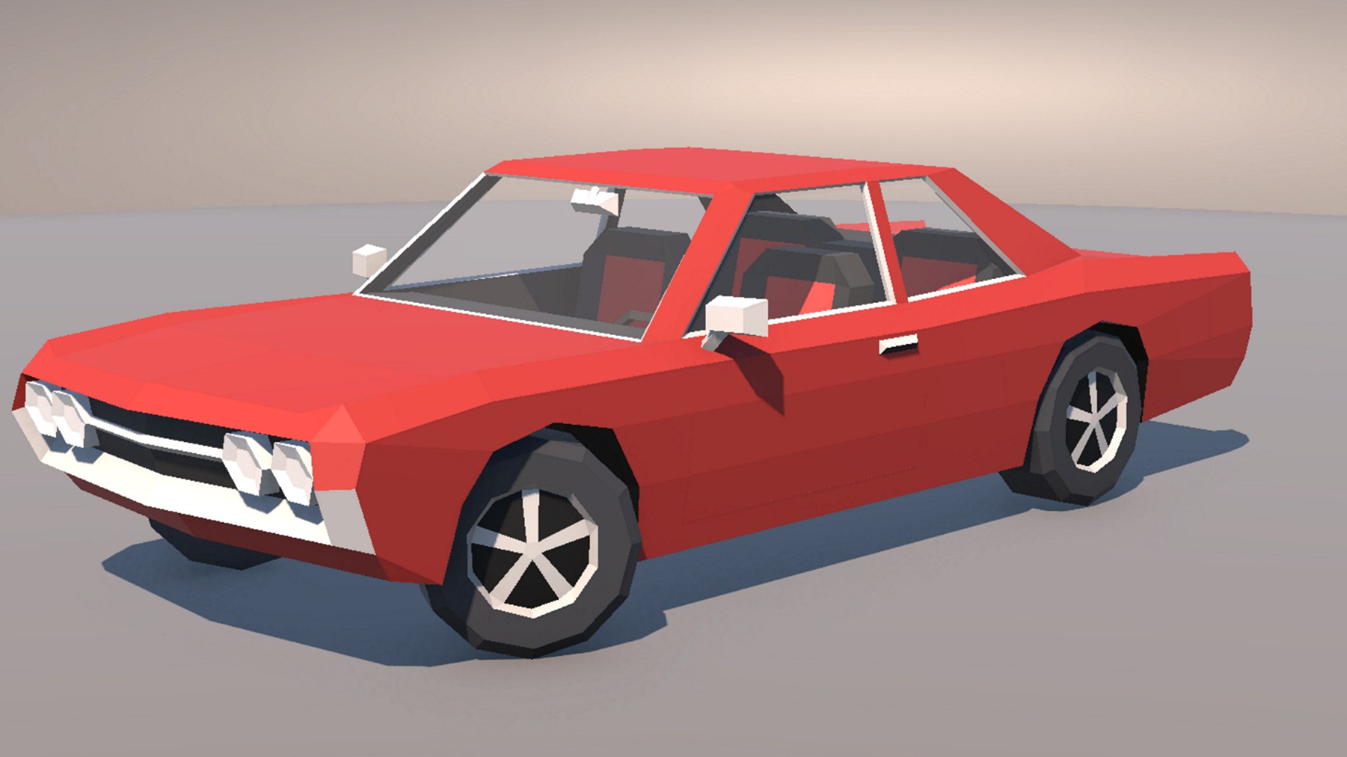 Low Poly Muscle Car With Interior V2 In 5 Different Variation GAME ...