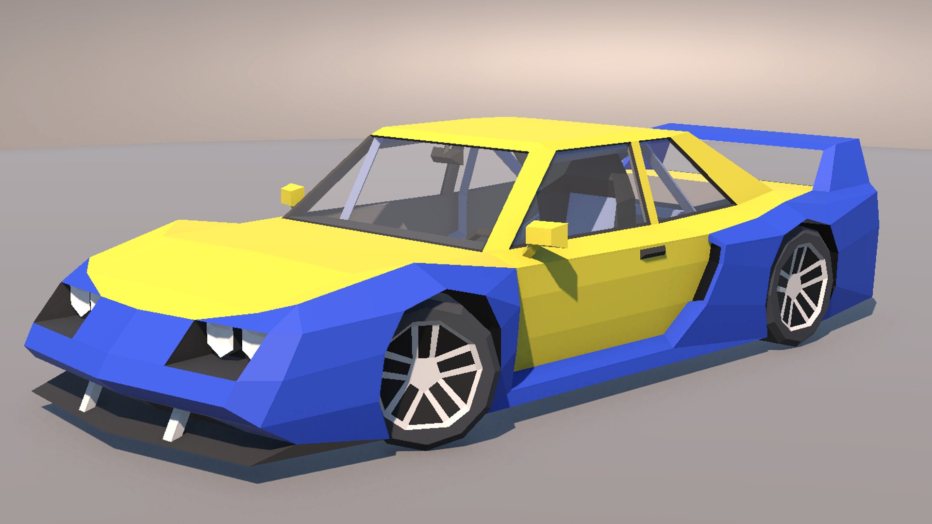 Low Poly Muscle Car With Interior V2 In 5 Different Variation GAME ...