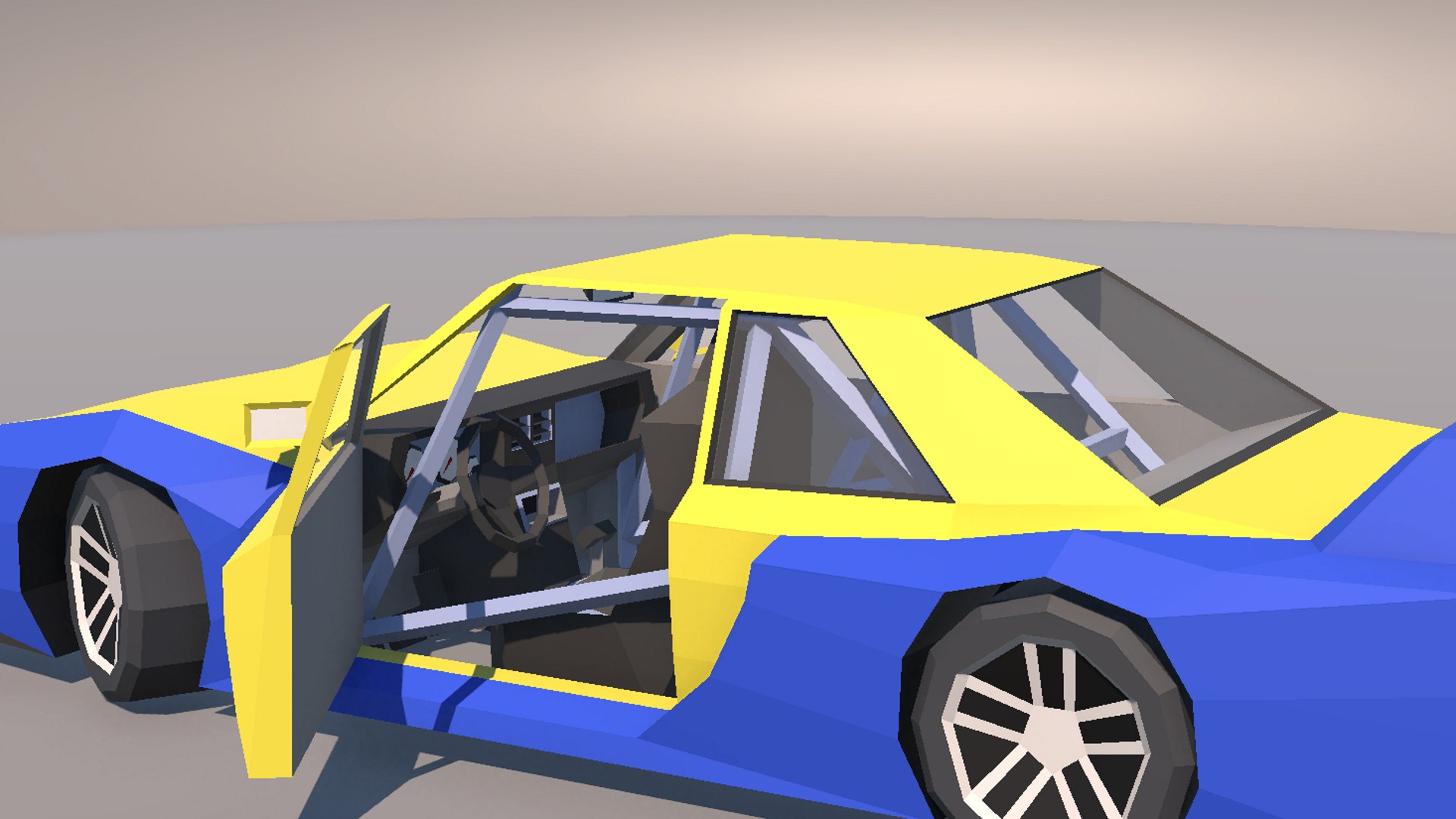 Low Poly Muscle Car With Interior V2 In 5 Different Variation GAME ...