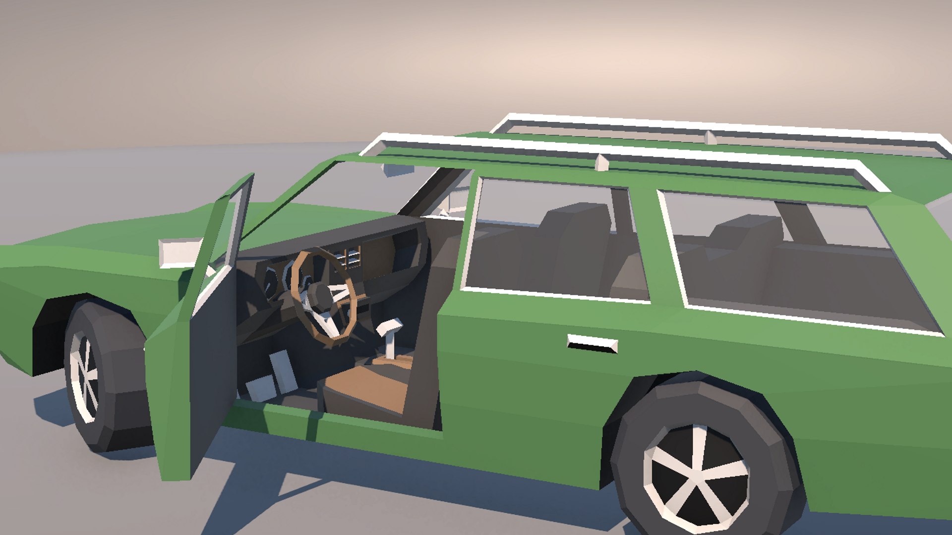 Low Poly Muscle Car With Interior V2 In 5 Different Variation GAME ...