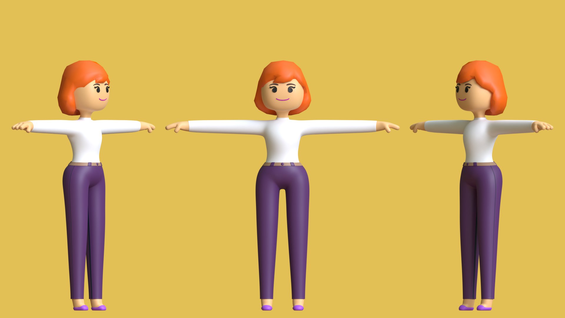 3D Minimal Girl Cartoon Character - TurboSquid 1771037