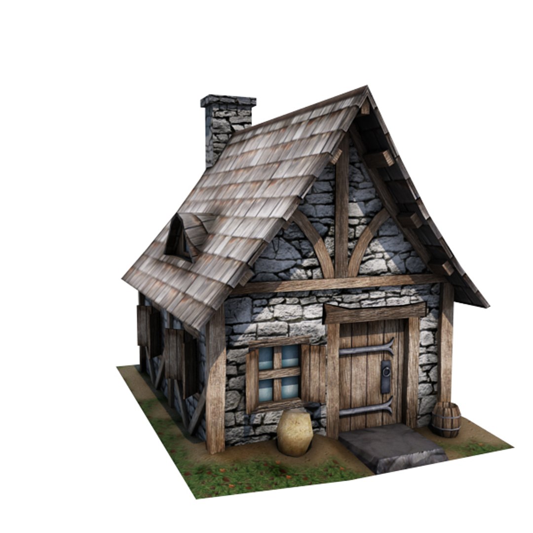 3d medieval cottage buildings model