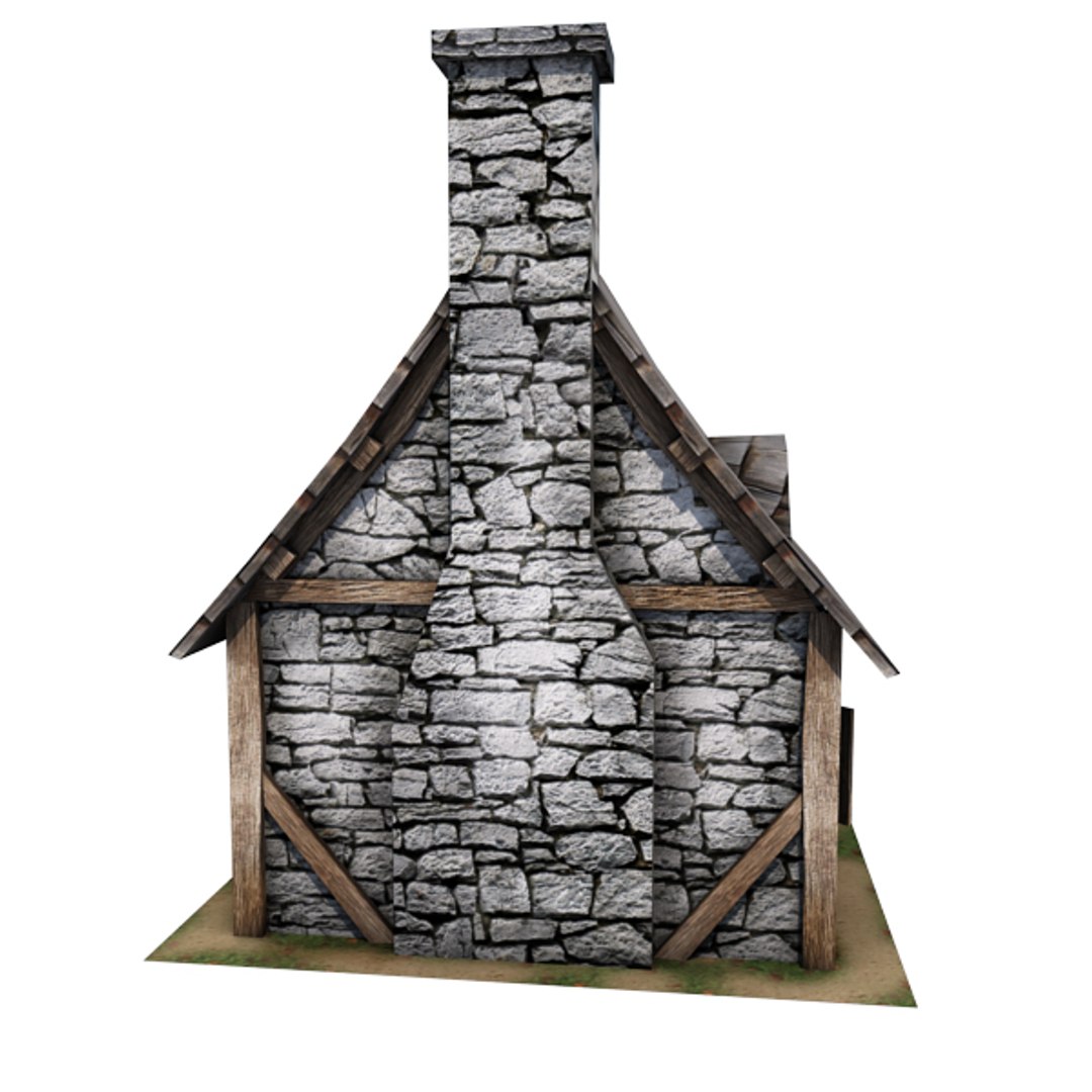 3d medieval cottage buildings model
