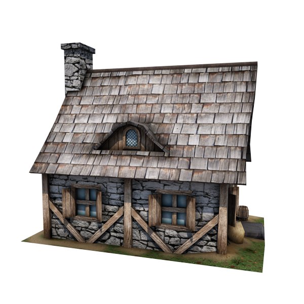 3d medieval cottage buildings model