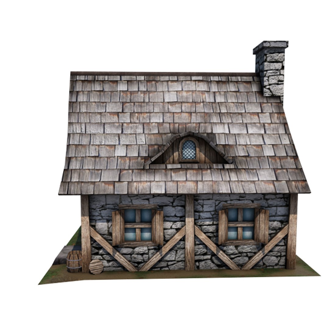 3d medieval cottage buildings model