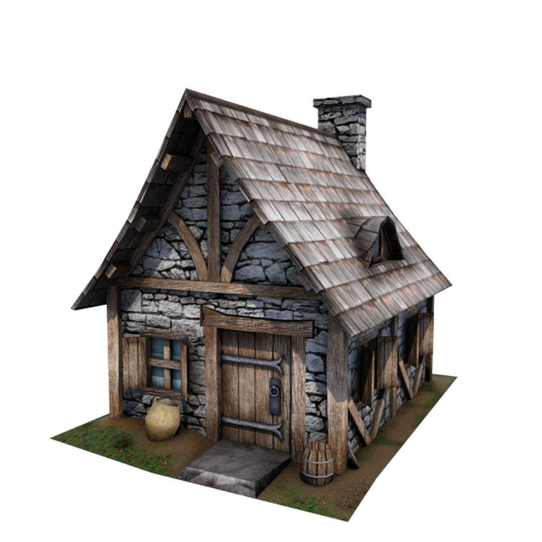 3d medieval cottage buildings model