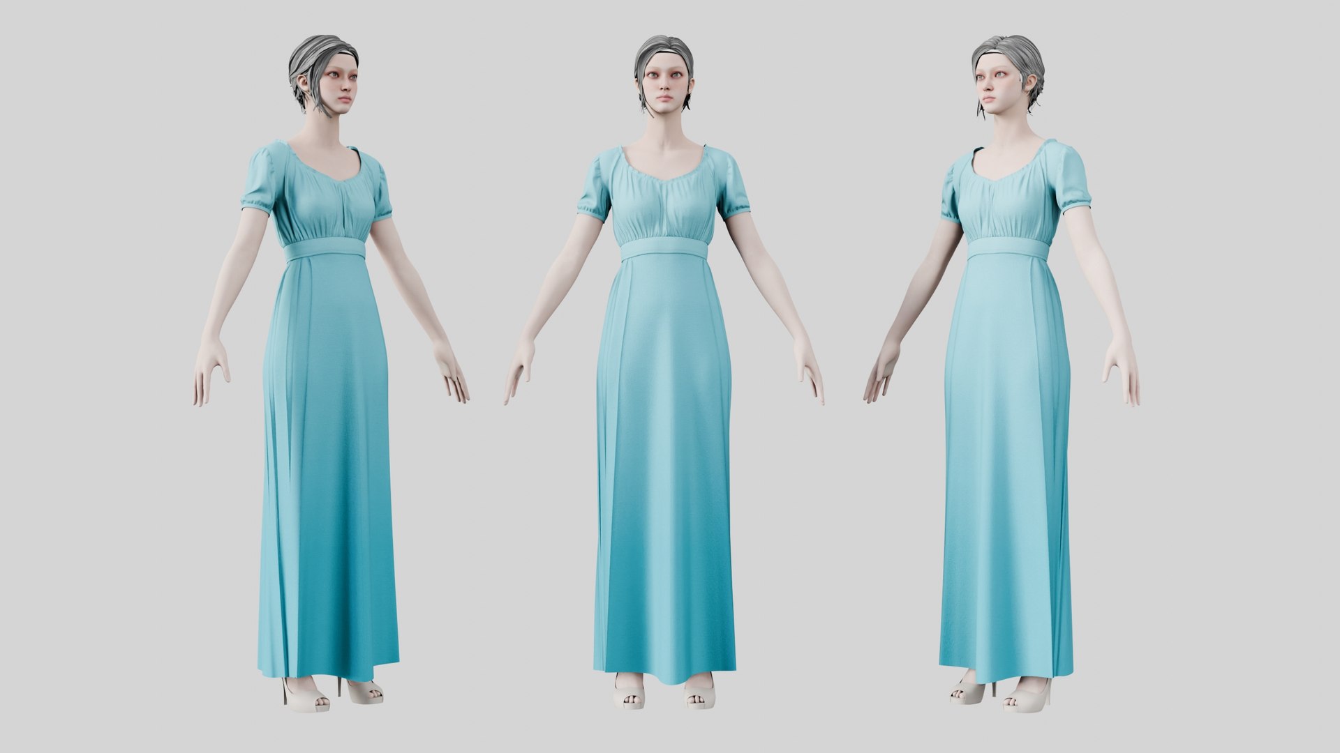 3D Dress 04 Sky Blue - TurboSquid 2431958