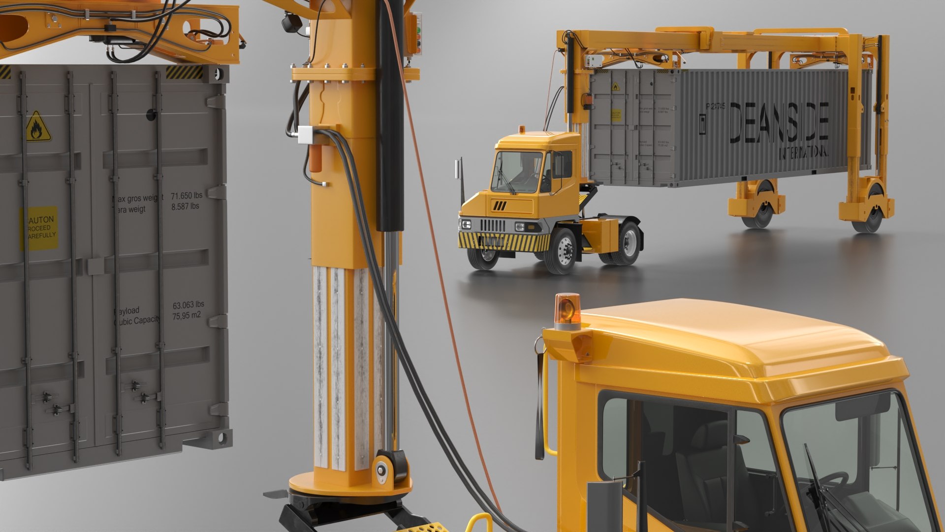 3D Container Shuttle With 40ft Container Yellow - TurboSquid 2430821