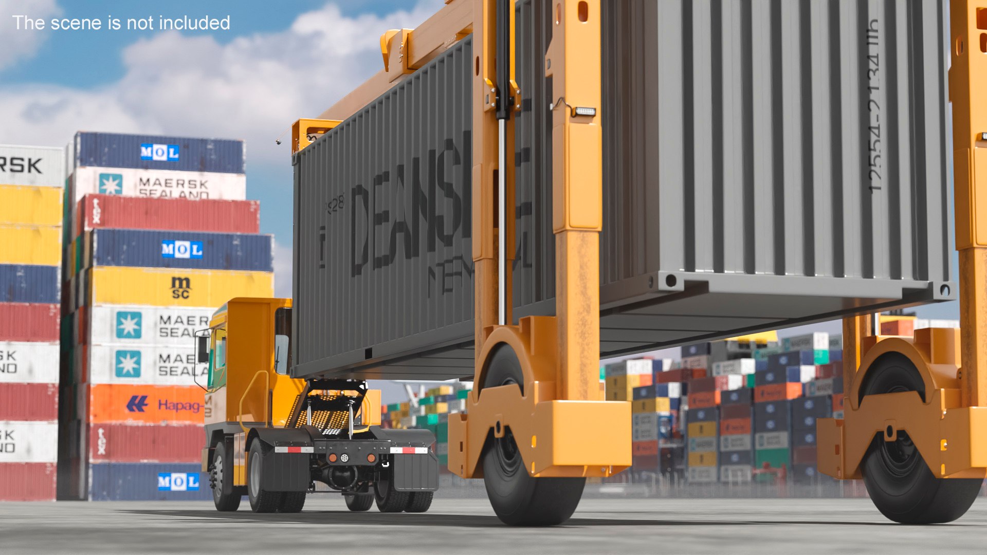 3D Container Shuttle With 40ft Container Yellow - TurboSquid 2430821