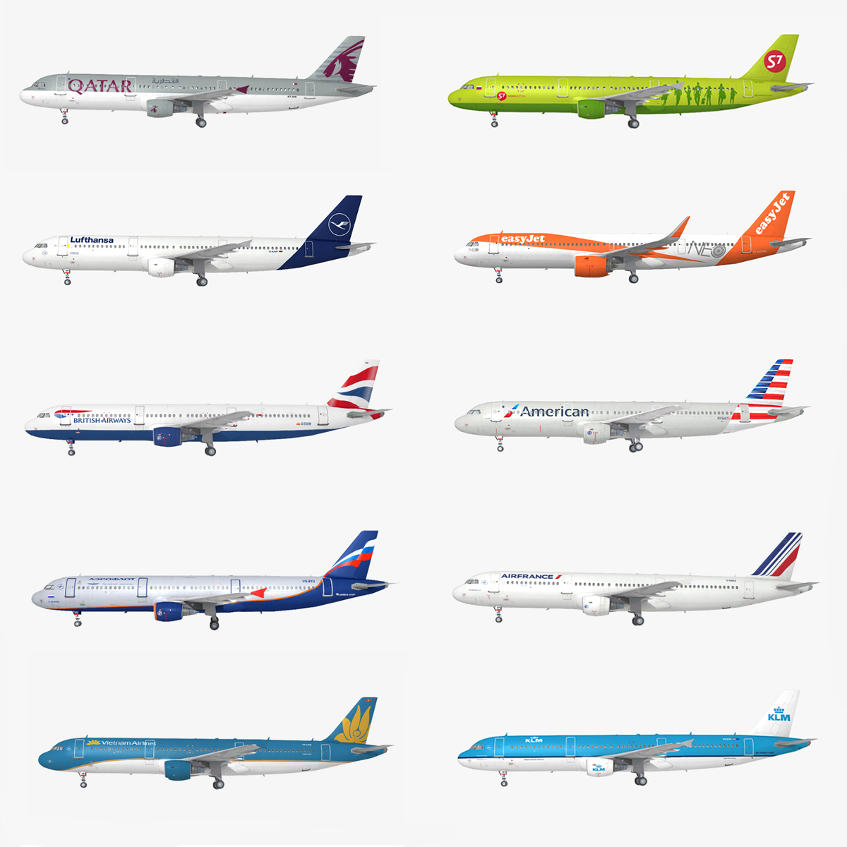 3D airbus 10 liveries airplane model - TurboSquid 1375122