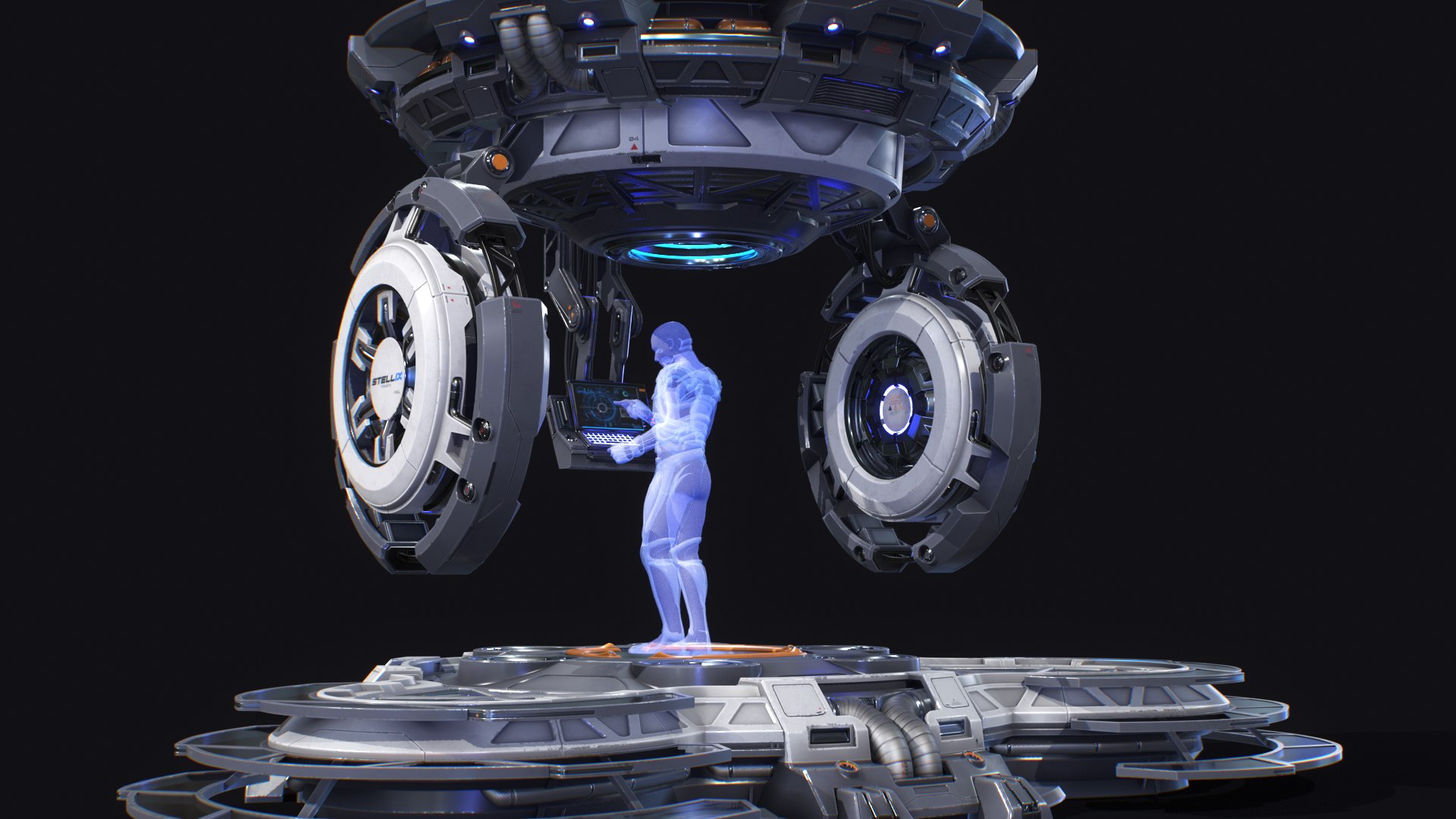 Sci-fi Time Machine Teleport Device PBR 3D - TurboSquid 1959246