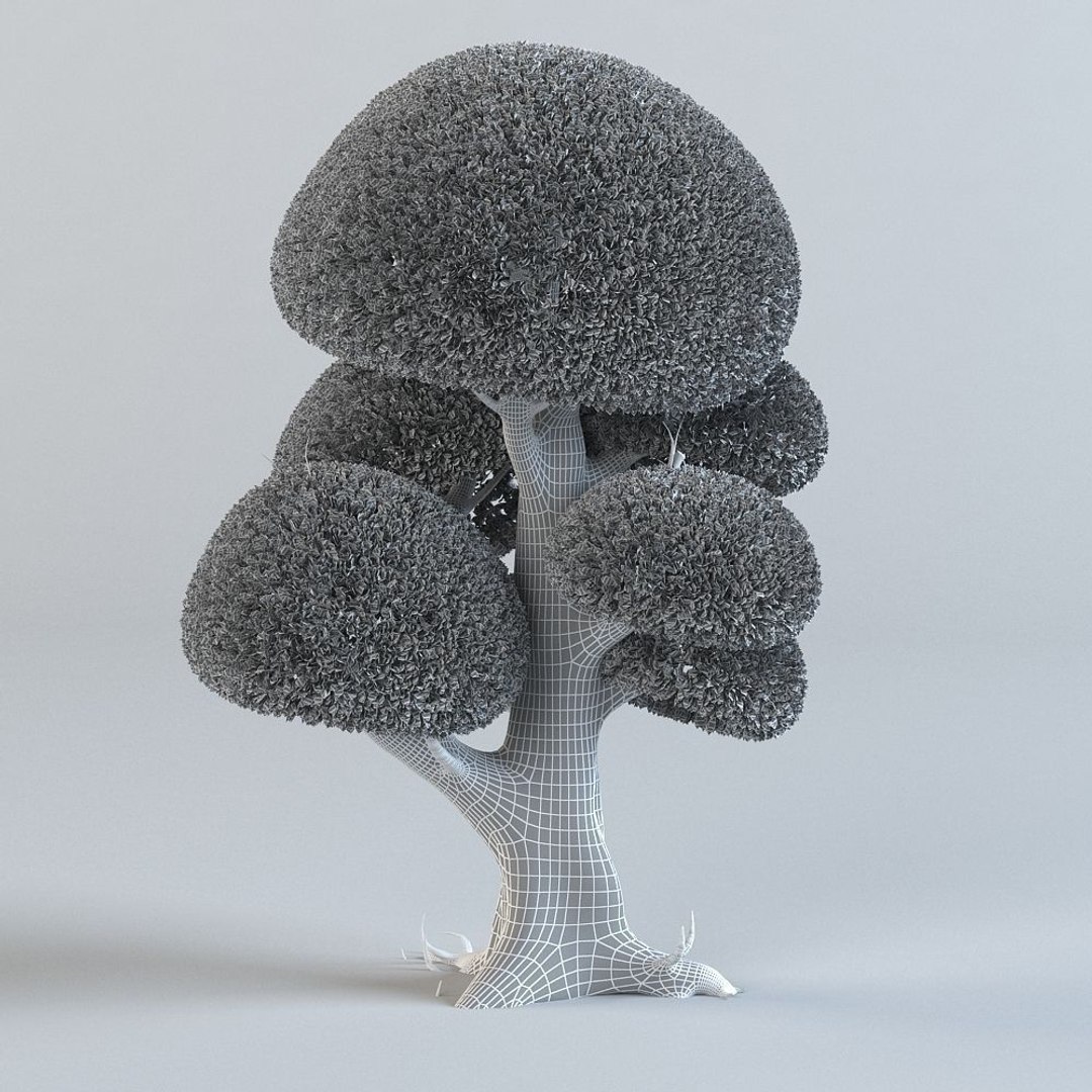 Set Cartoon Trees 3d Model