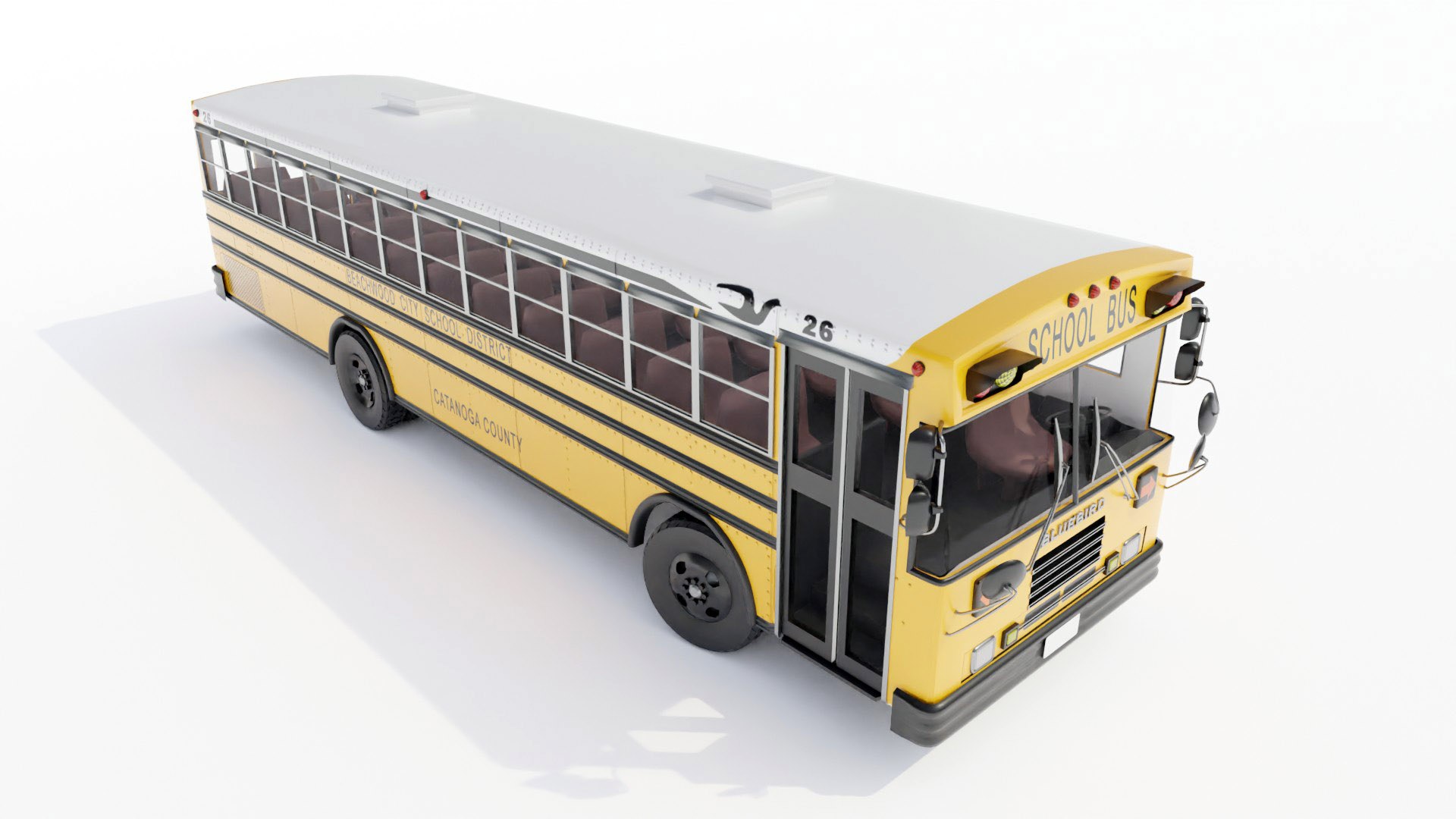 3d Model School Bus Blue Bird