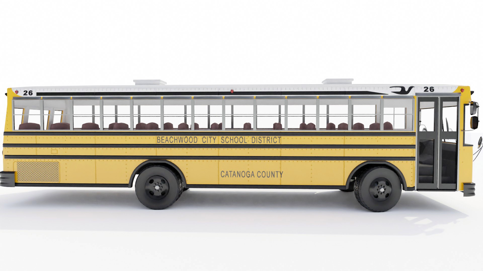 3d Model School Bus Blue Bird