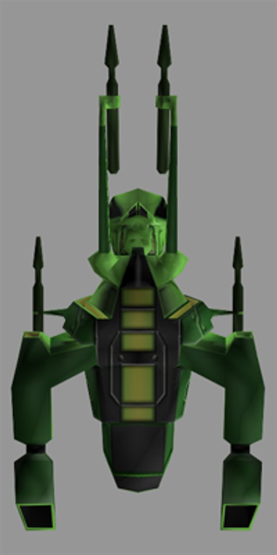 alien space fighter ship 3d model