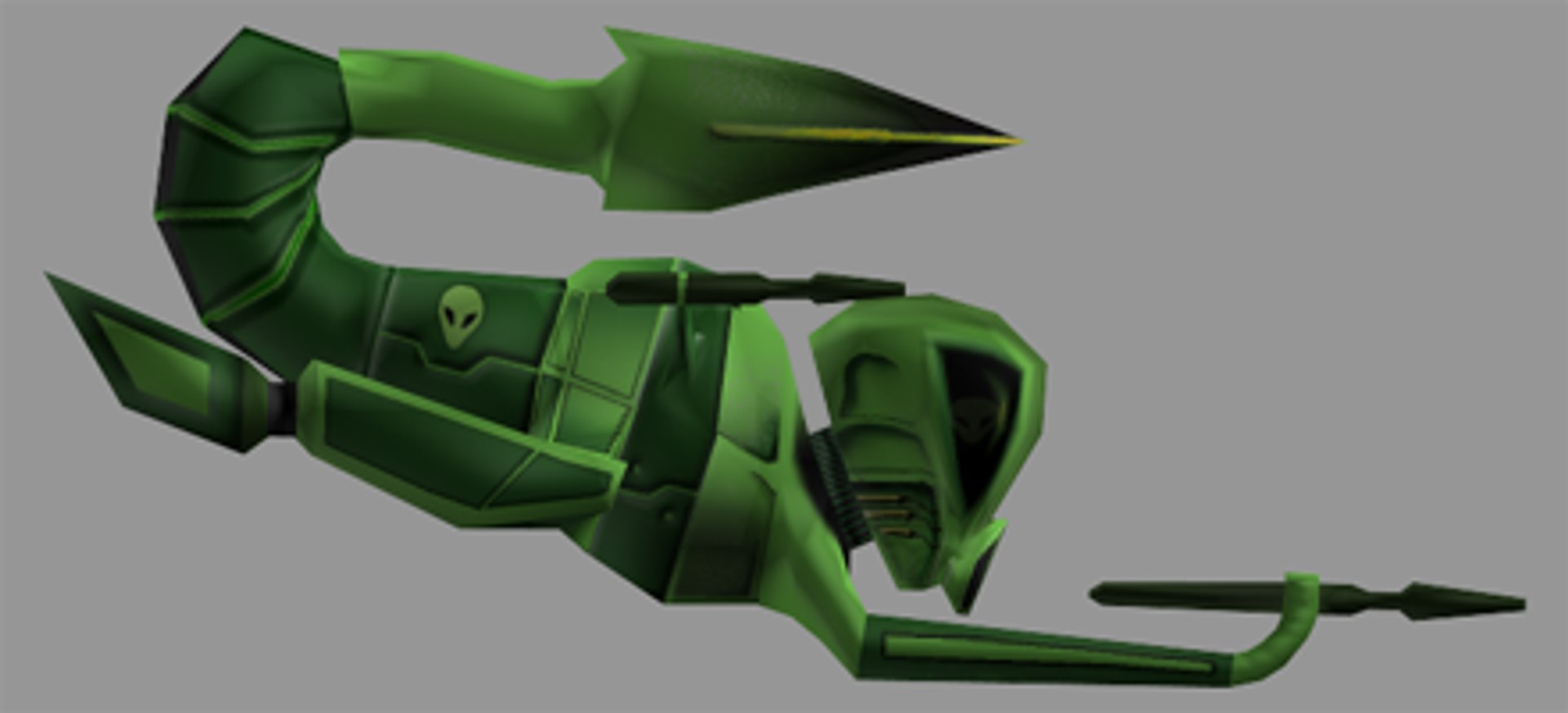 alien space fighter ship 3d model