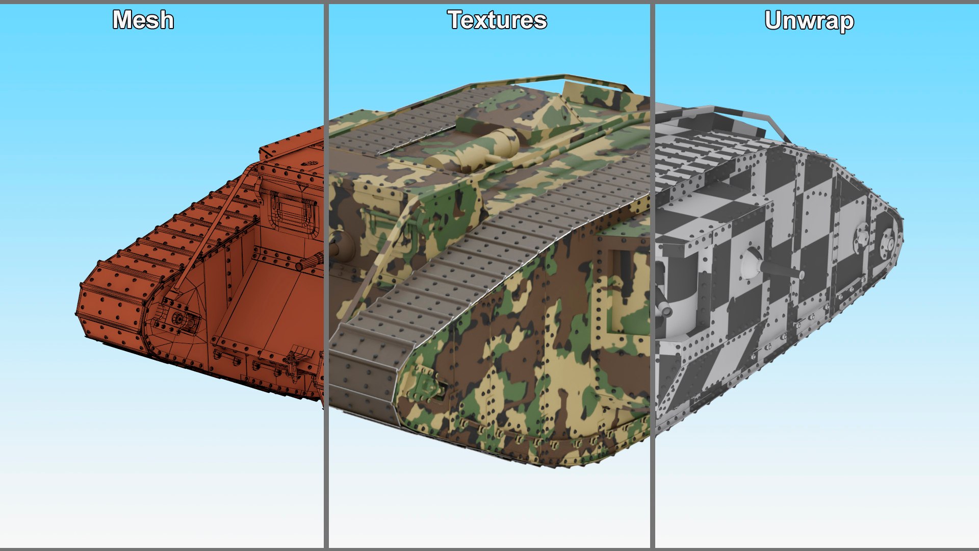Tank MK 4 Male Camouflage Color Rigged 3D - TurboSquid 2239814