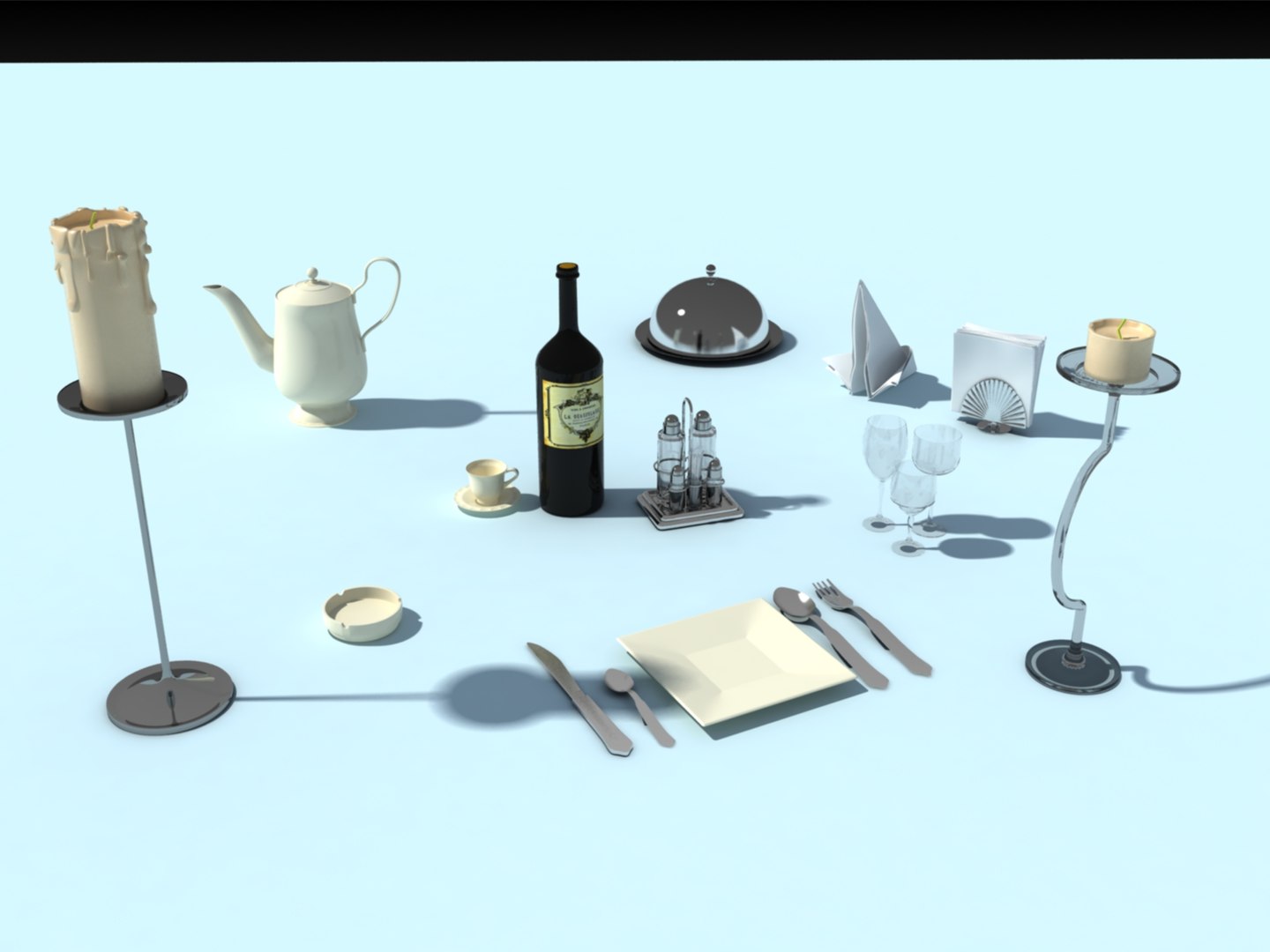 3d Wedding Chair Table Scene